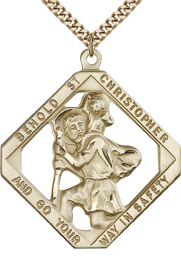 Saint Christopher Medal For Men - Gold Filled Necklace On 24" Chain ...